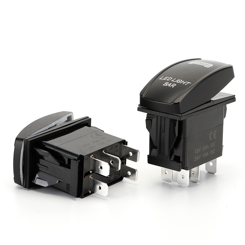 5Pin 12V LED LIGHT BAR Push Button Rocker Switch Blue LED Light Car ...